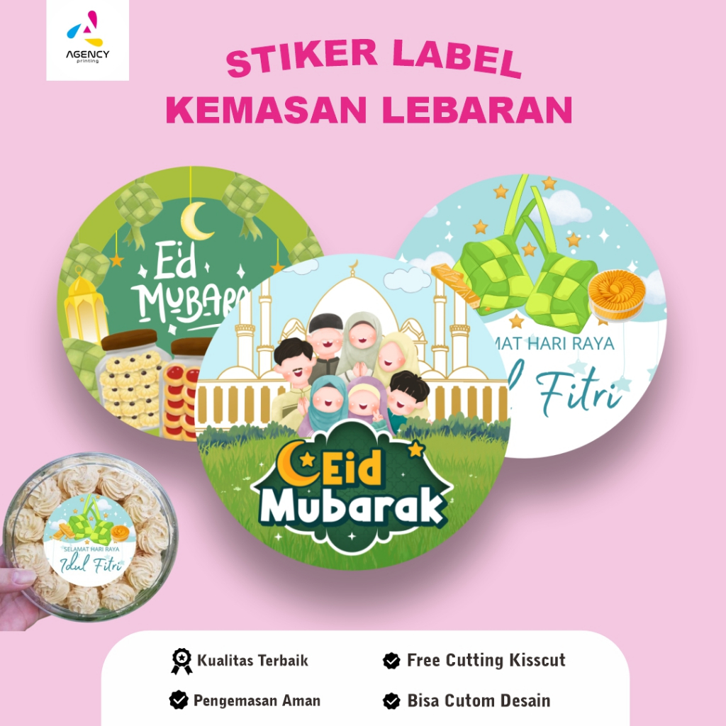 Jual Sticker Idul Fitri Hari Raya Eid Mubarak Bulat Sticker Lebaran ...