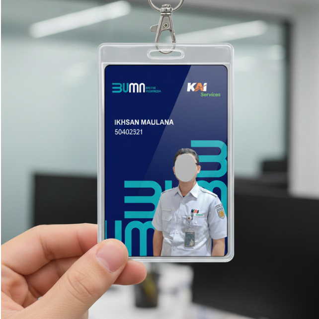 Jual Cetak Id Card PVC BUMN Kai Services Satuan Glosy Dua Sisi Custom ...
