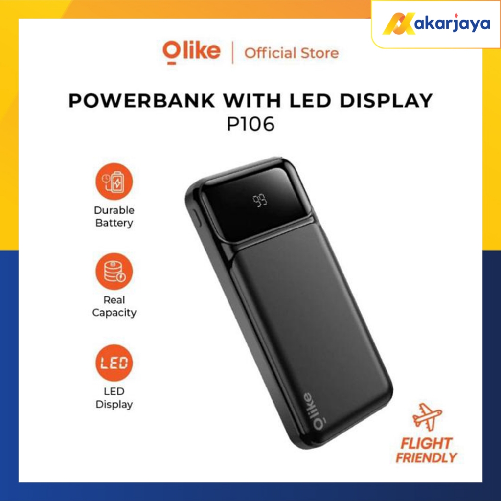 Jual OLIKE P106 Powerbank 10000mAH LED Indicator Dual Output USB & Type ...