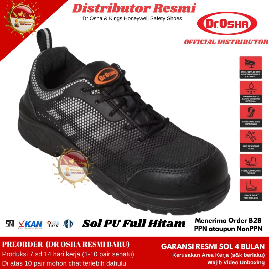 Jual Sepatu Safety / Dr Osha Safety Shoes 3109 S1 Composite Toe Cap ...