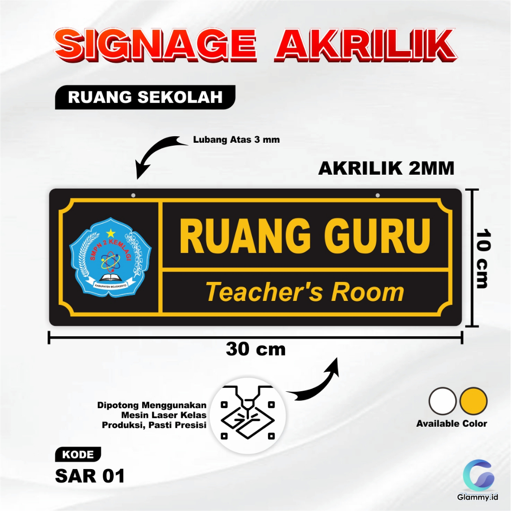 Jual Signage Papan Nama Ruangan Akrilik Custom Tulisan Dan Logo Sekolah ...