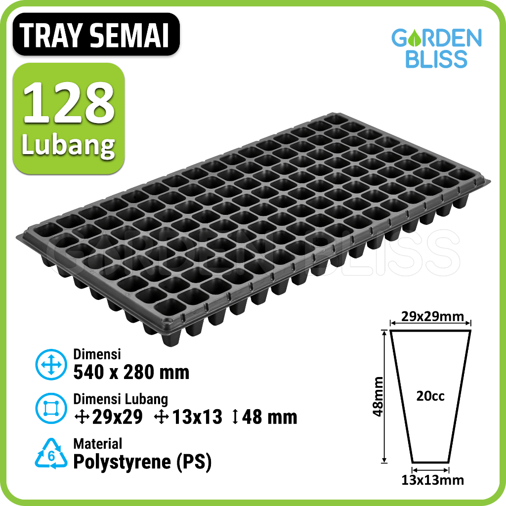 Jual Tray Semai 128 Lubang / 128 Holes Seedling Tray - Polystyrene (PS ...