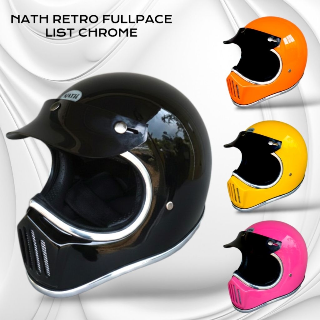 Jual PROMO !! HELM CAKIL LIST CHROME PREMIUM DEWASA RETRO CLASSIC ...