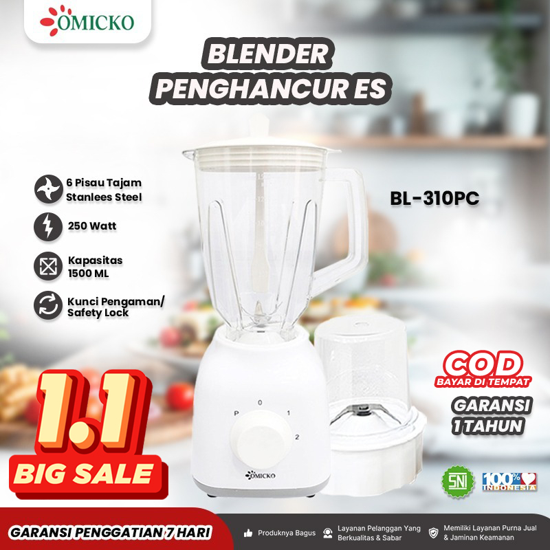Jual OMICKO BL-310 PC Blender 2in1 Pisau Stainless Steel 6 Mata 1L 250W ...