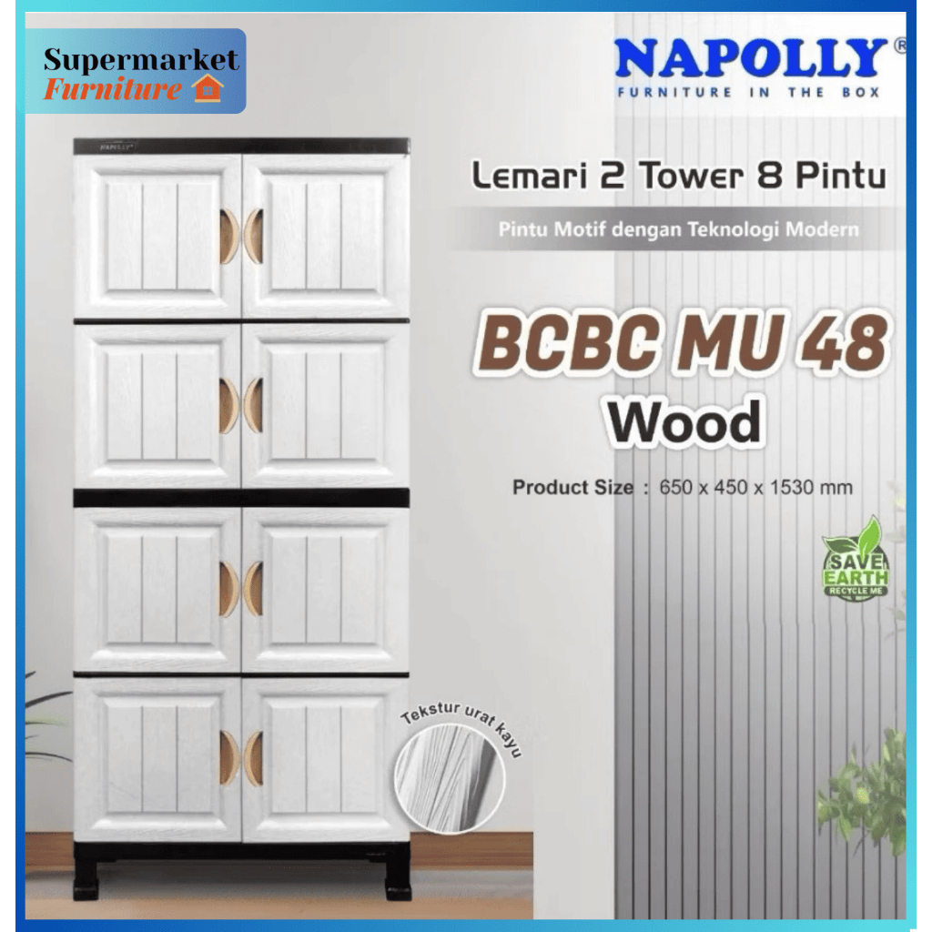 Jual Lemari Pakaian Baju Plastik 4 Susun 8 Pintu Napolly CRS XU48 ...