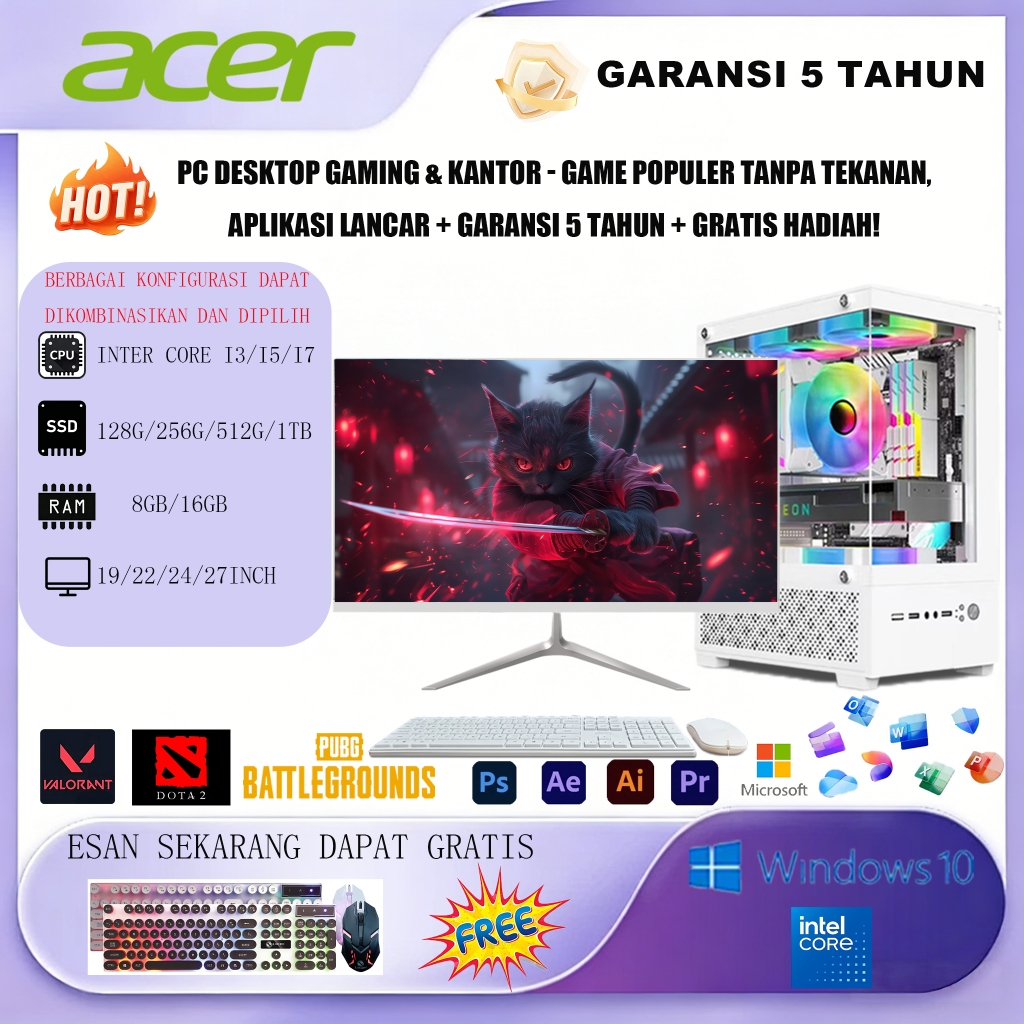 Jual Acer PC Komputer Full Set 12-inti baru Desktop CPU Intel Core i5 ...