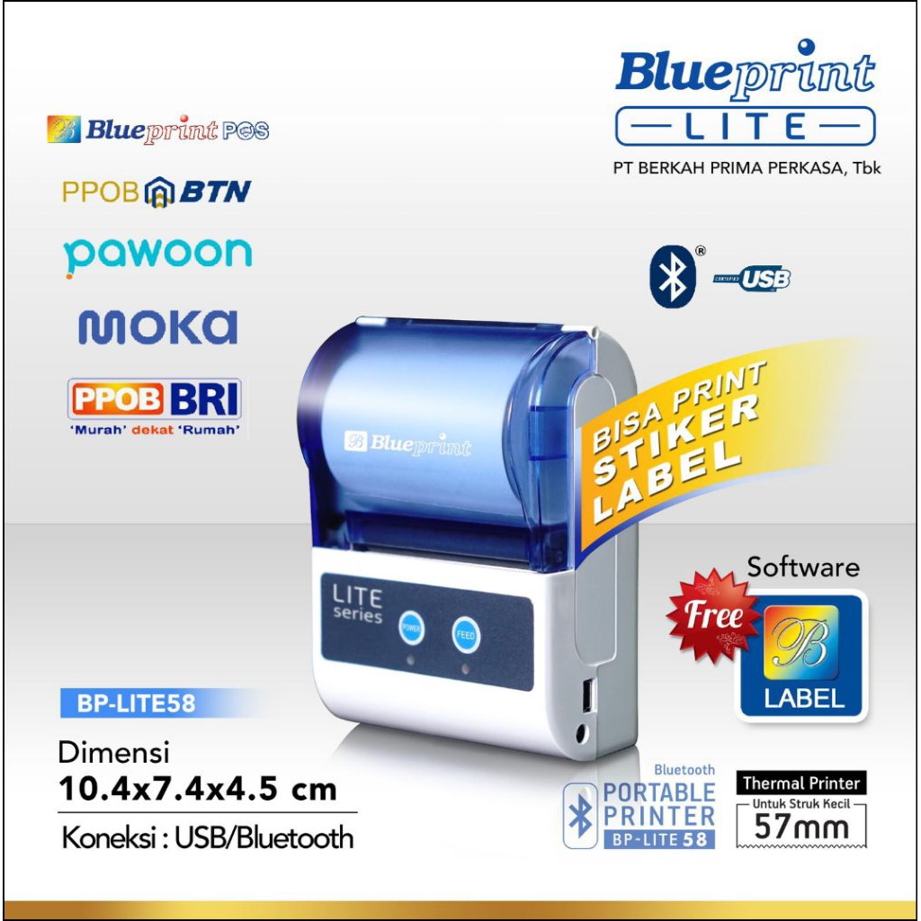 Jual Printer Thermal Portable Bluetooth - Blueprint BP Lite 58 | Shopee ...