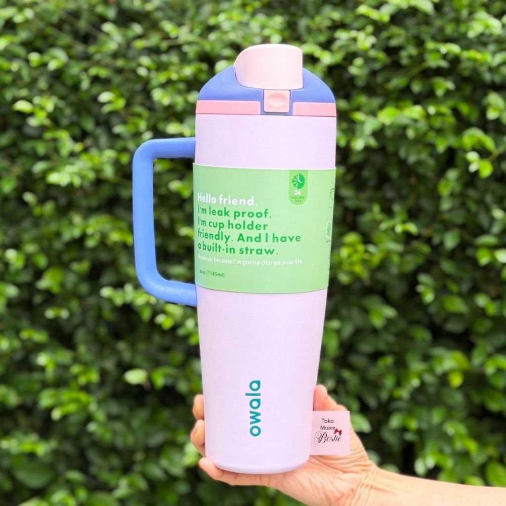 Jual Owala Free Sip Twist Tumbler with Handle, Straw & Logo / 40 Oz ...