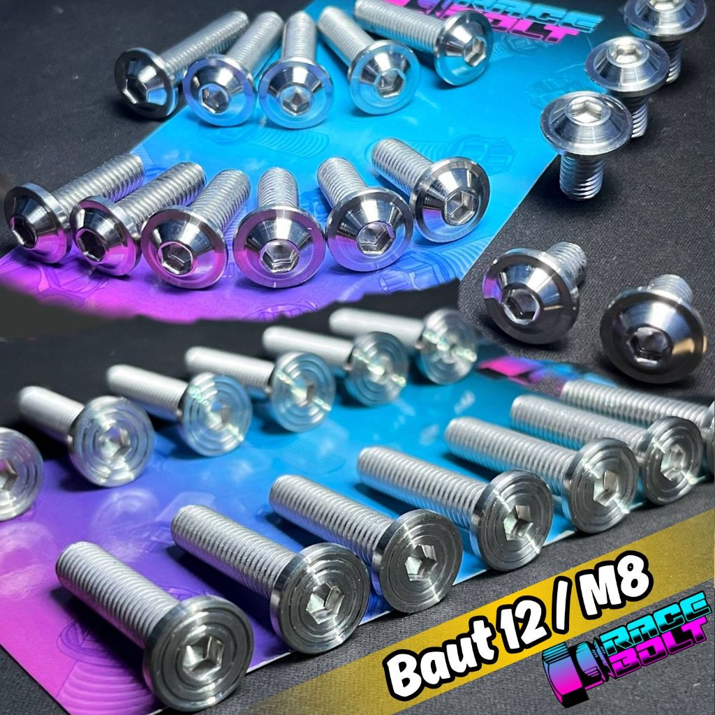 Jual Baut 12 Stainless M8 Slim Big Head model titanium spiral anti ...