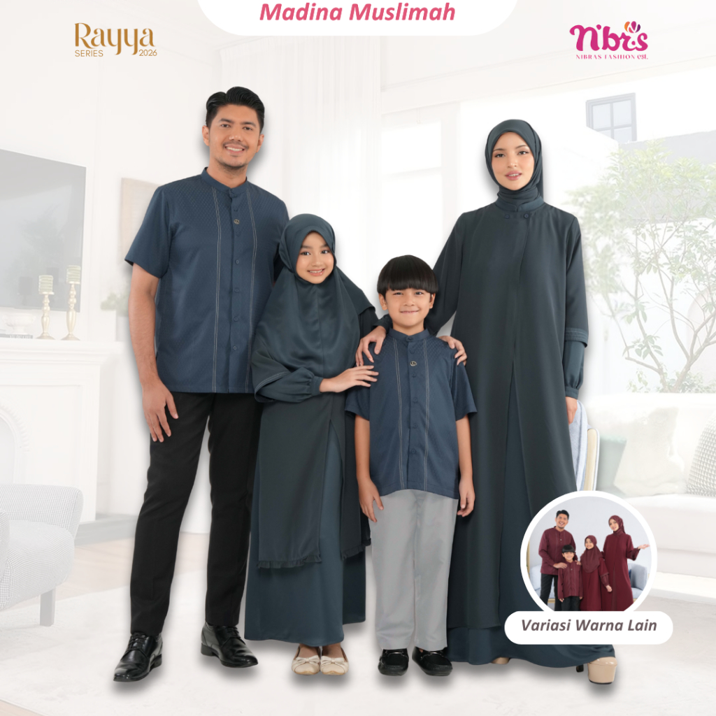 Jual Family Series Nibras Rayya Lydia Teal Sarimbit Lebaran Keluarga ...