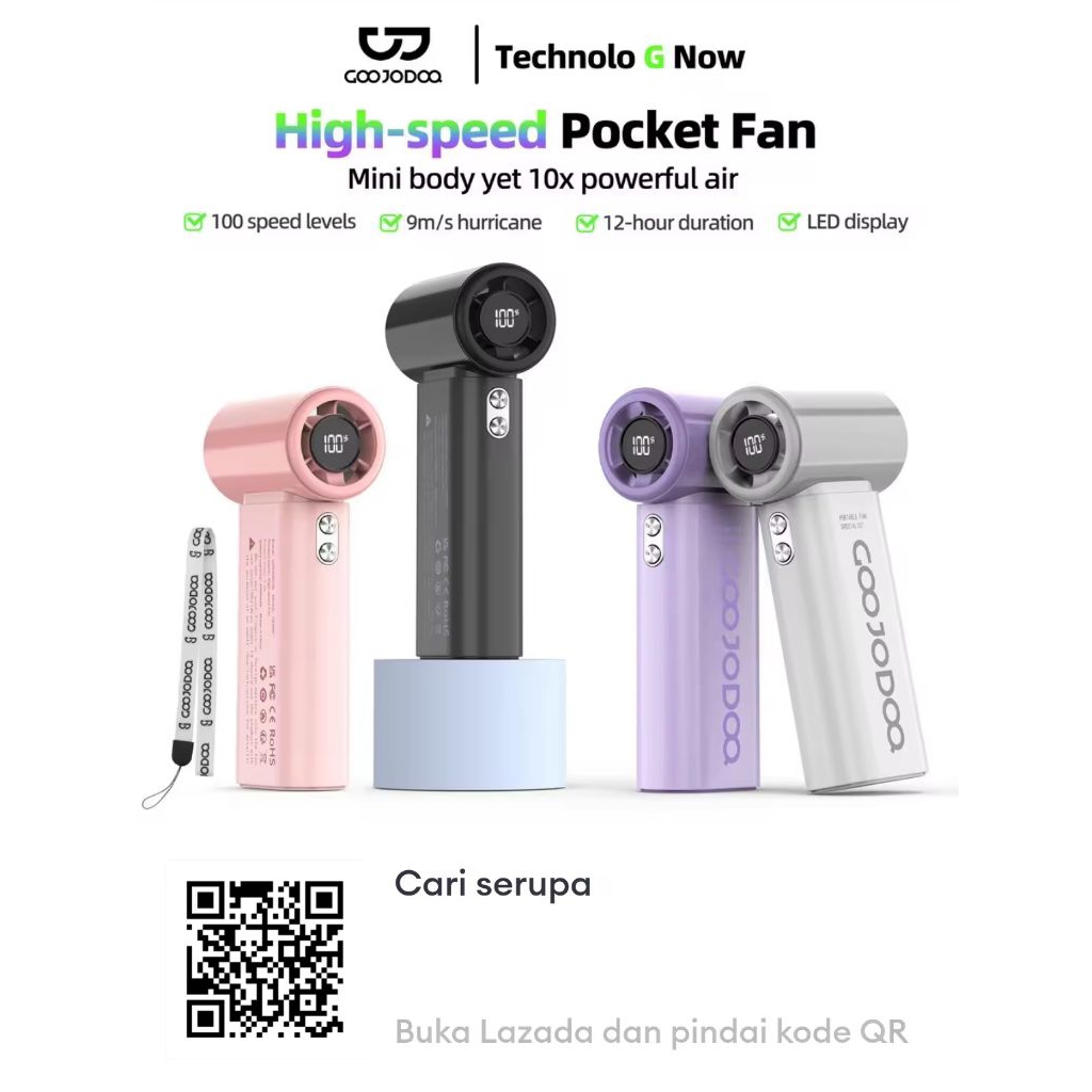 Jual GOOJODOQ High-speed Pocket kipas angin Fan 10x Enhanced Wind ...