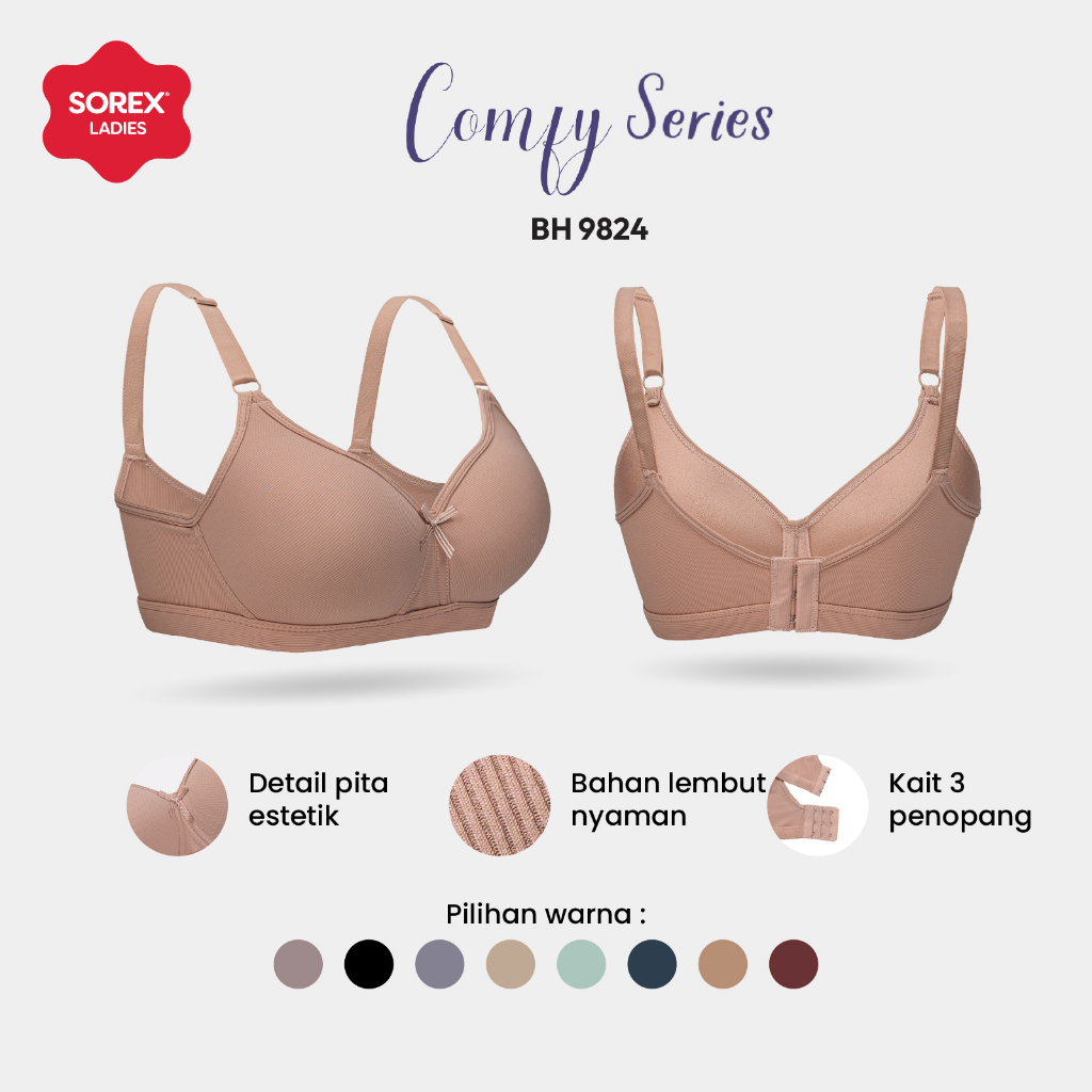 Jual Sorex Bra Tanpa Kawat Busa Kait 3 Cup A-B Full Cup Nilon Mix Comfy ...