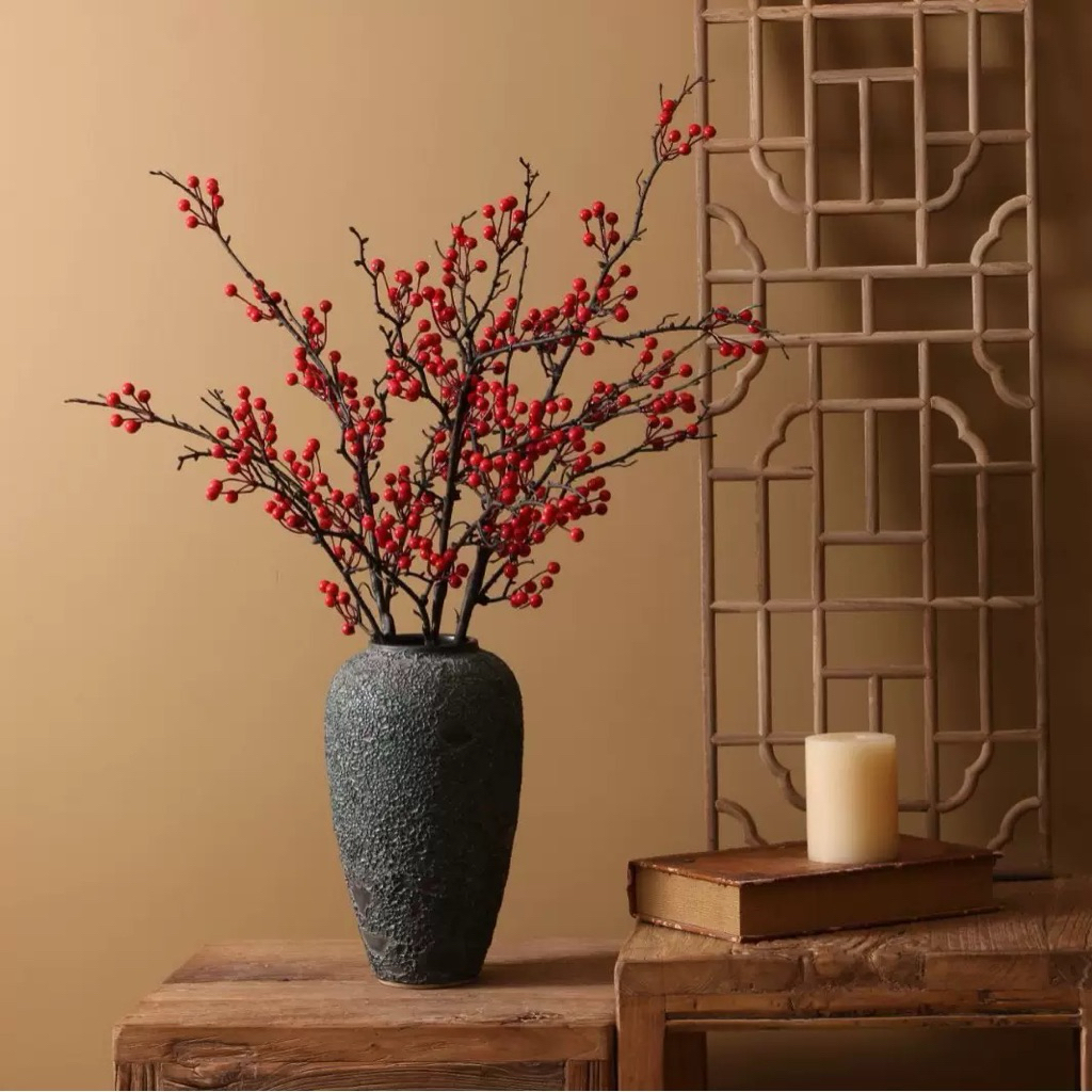 Jual Bunga Palsu Premium Artificial Holly Cherry ilex Rustic cab 7 ...