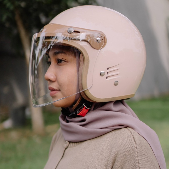 Jual Helm Retro Bipplast LUMINOS Hijab Friendly Half Face Helem Wanita ...