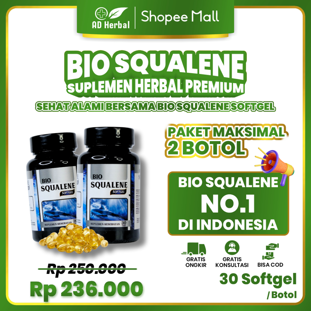 Jual Omega 3 Bio Squalene Minyak Hati Ikan Hiu Softgel 100% Asli ...