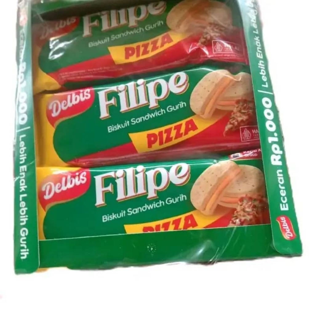 Jual 1 PACK DELBIS FILIPE PIZZA BISKUIT SANDWICH GURIH NETTO 12 PCS X ...
