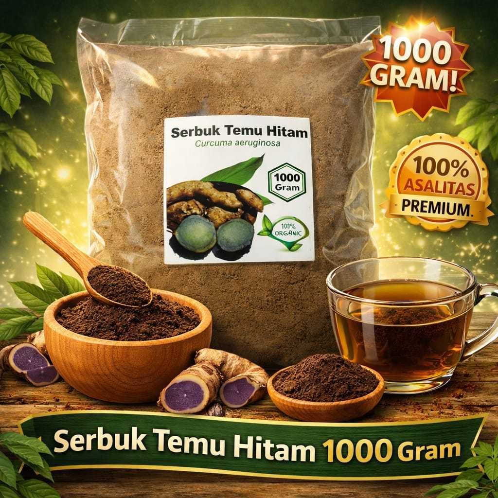 Jual Serbuk Bubuk Temu Hitam Asli 1000Gram - Bubuk Temu Ireng Ori Tanpa ...