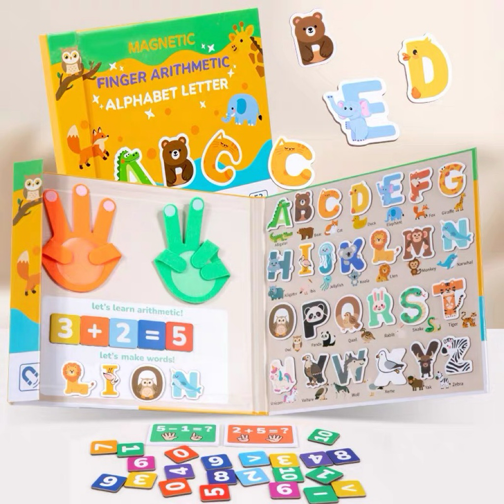 Jual Magnetic Finger Arithmetic Alphabet Letter Buku Edukasi Berhitung ...