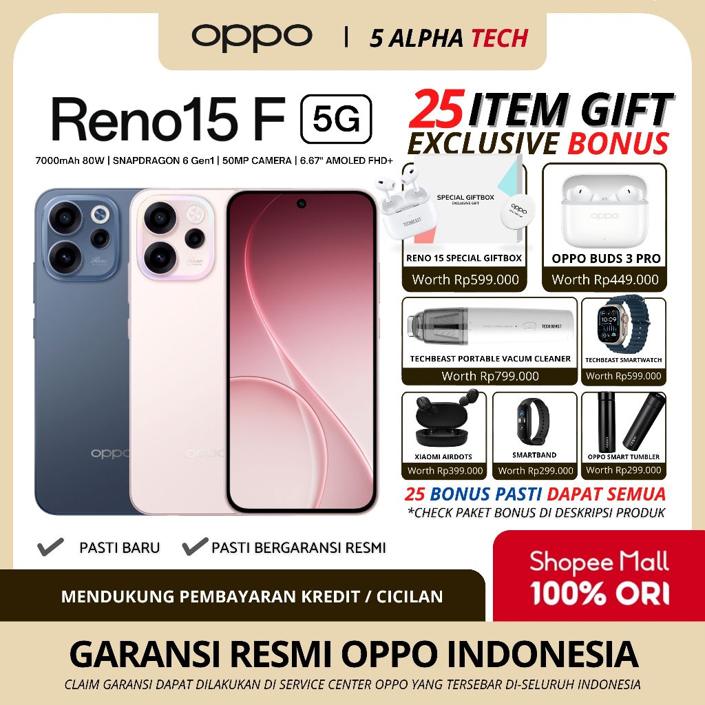 Jual OPPO Reno 15F 5G 12/256GB ( +12GB EXTENDED RAM ) Garansi Resmi ...