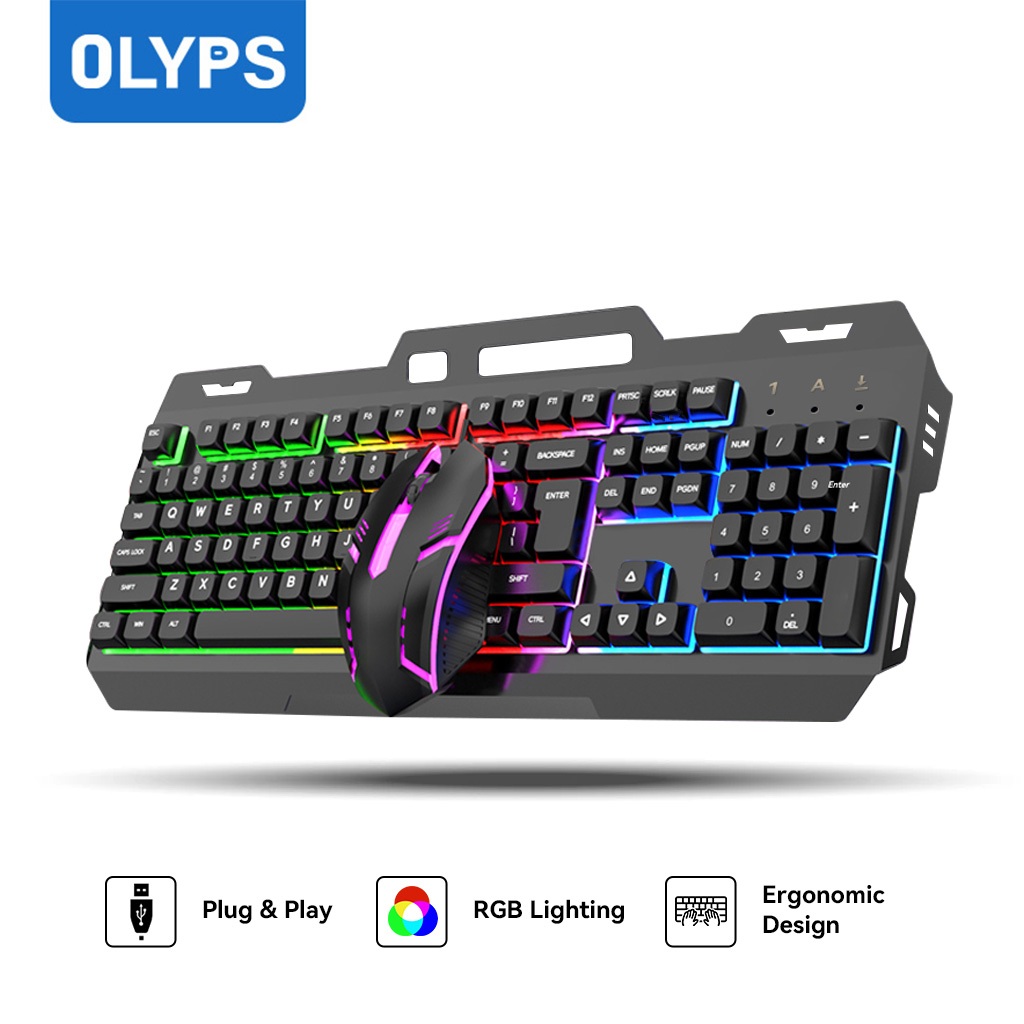 Jual OLYPS Keyboard & Mouse Set Gaming RGB USB Kabel 104 Keys Full Size ...