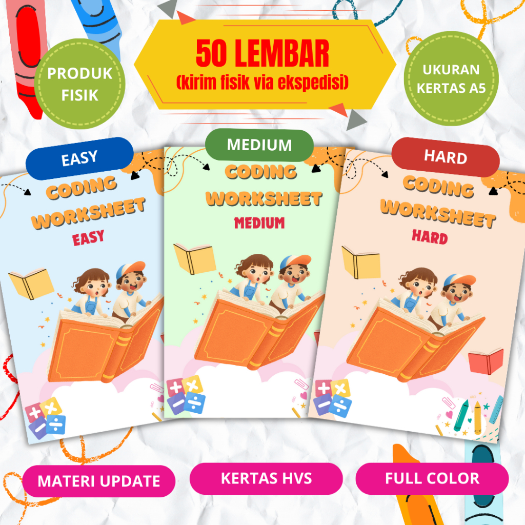 Jual Worksheet Coding Aktivitas Anak PAUD TK SD Isi 50 | Produk Fisik ...