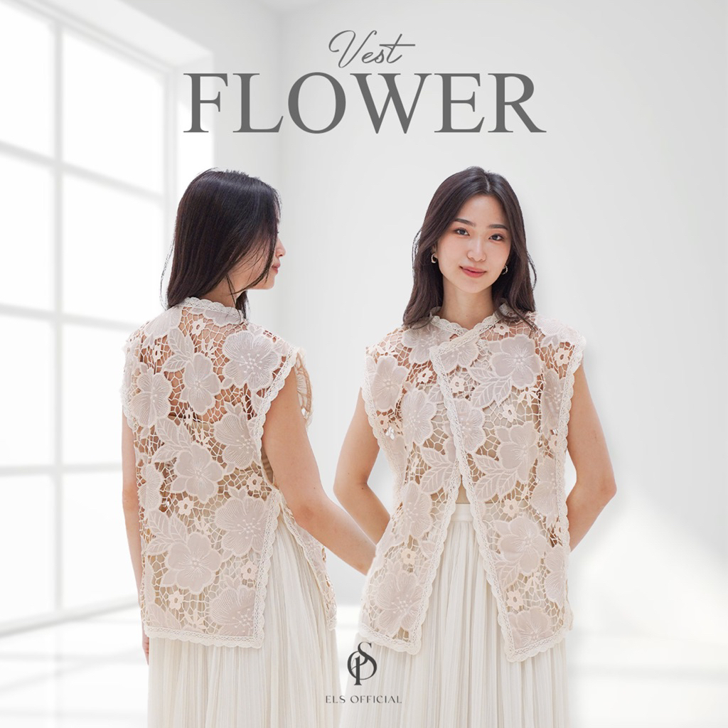 Jual ELS-VEST FLOWER BUNGA KEKINIAN TERBARU Gaun Tanpa Lengan Bordir ...