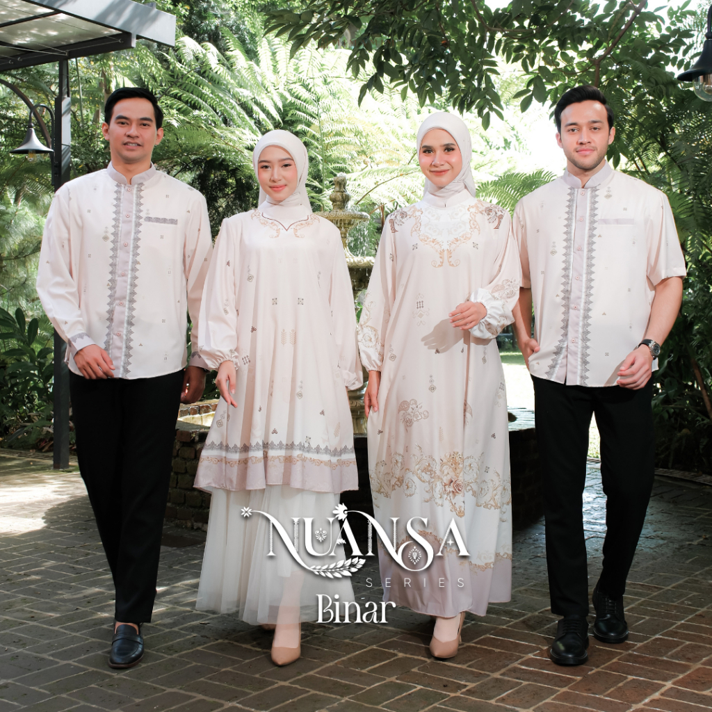Jual Mimamim - Gamis Muslim Couple Set Nuansa Series Binar Peachy Cream ...