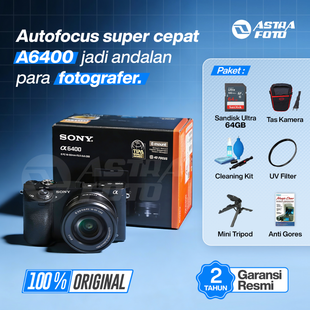 Jual Sony A6400 Kit 16-50mm II - Sony A6400 Kit Lens - Paket Lengkap ...