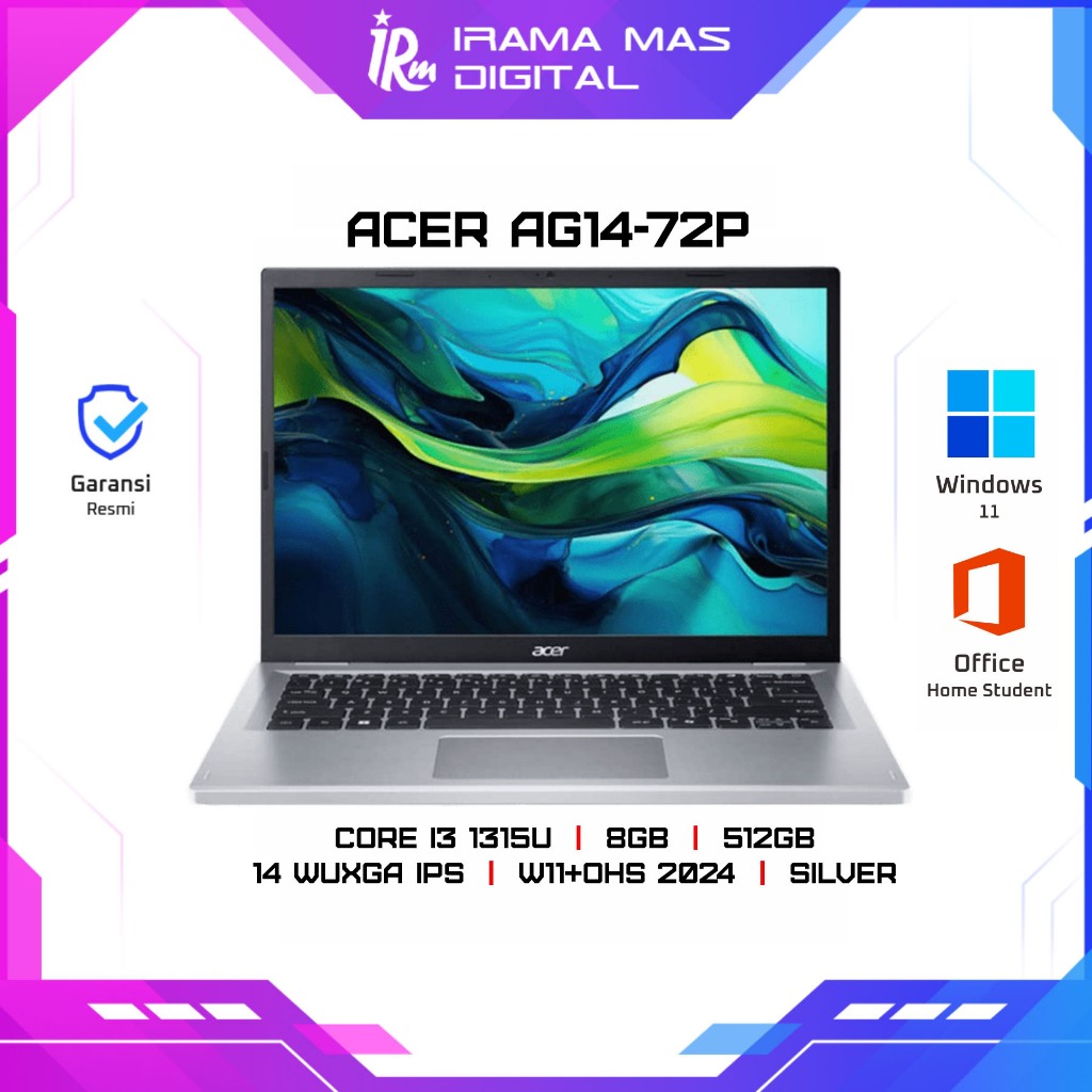 Jual ACER AG14-72P CORE I3 1315U/8GB/512GB /14 WUXGA IPS/W11+OHS 2024 ...