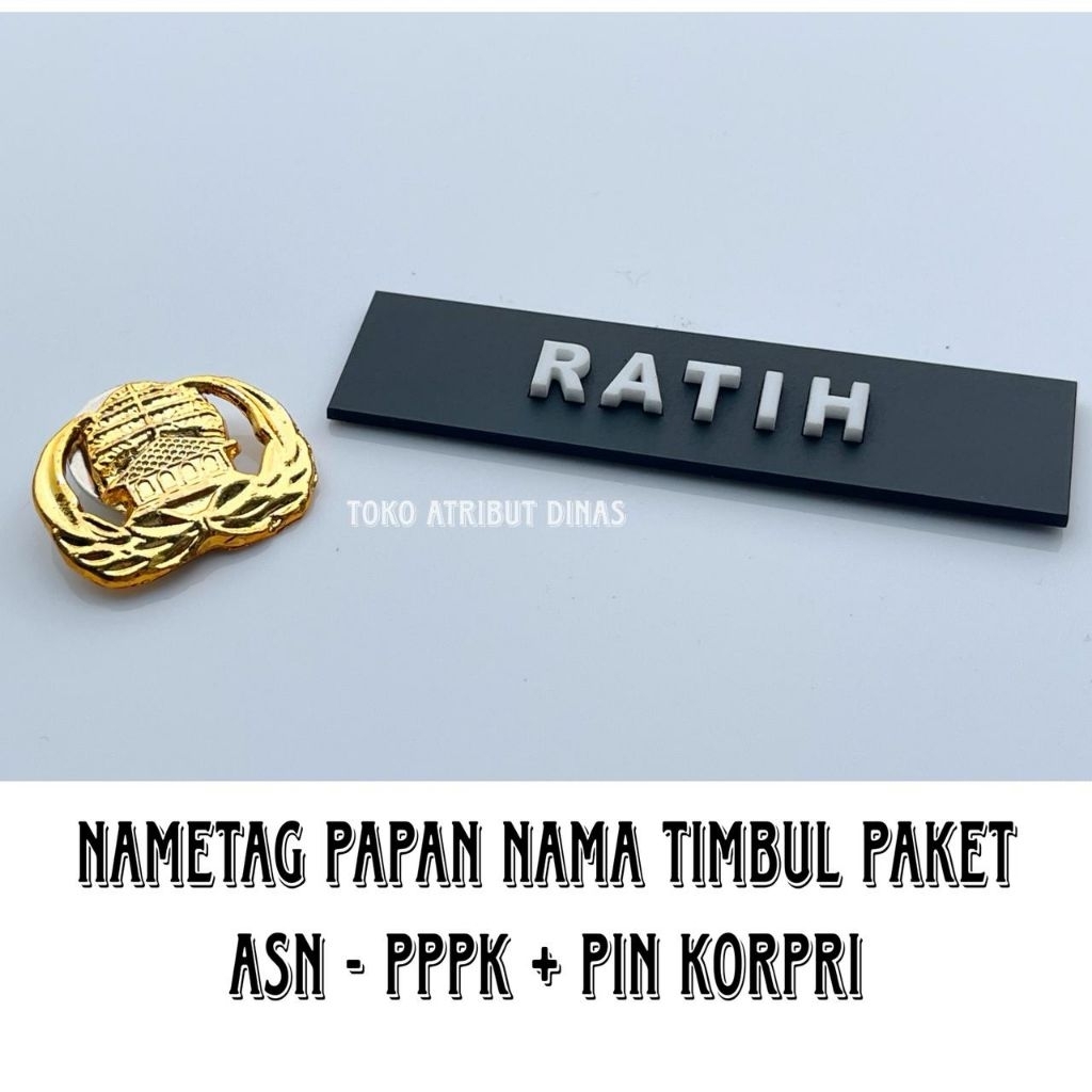 Jual Nametag TIMBUL 3D dengan pin korpri Paket ASN PPPK Papan Nama ASN ...