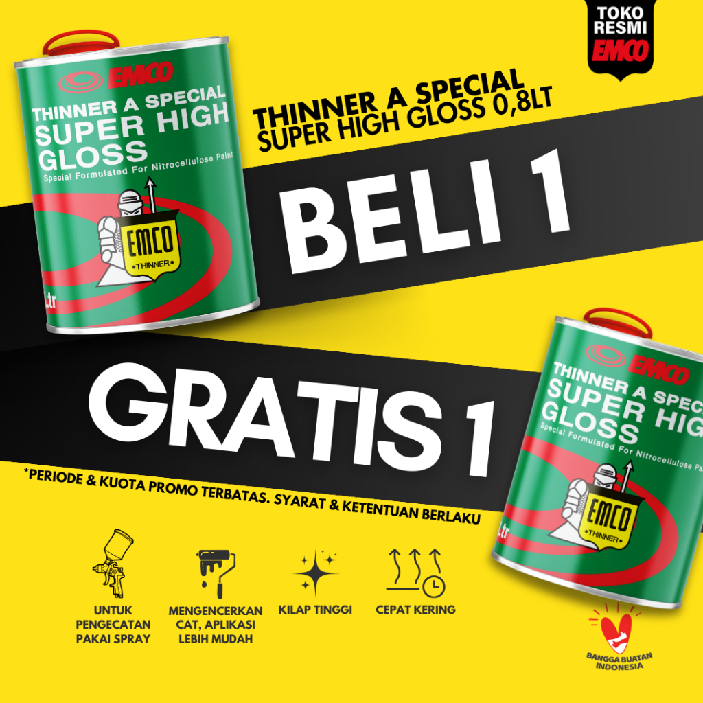 Jual [BELI 1 GRATIS 1] Thinner Hijau Super High Gloss EMCO - 0,8 liter ...