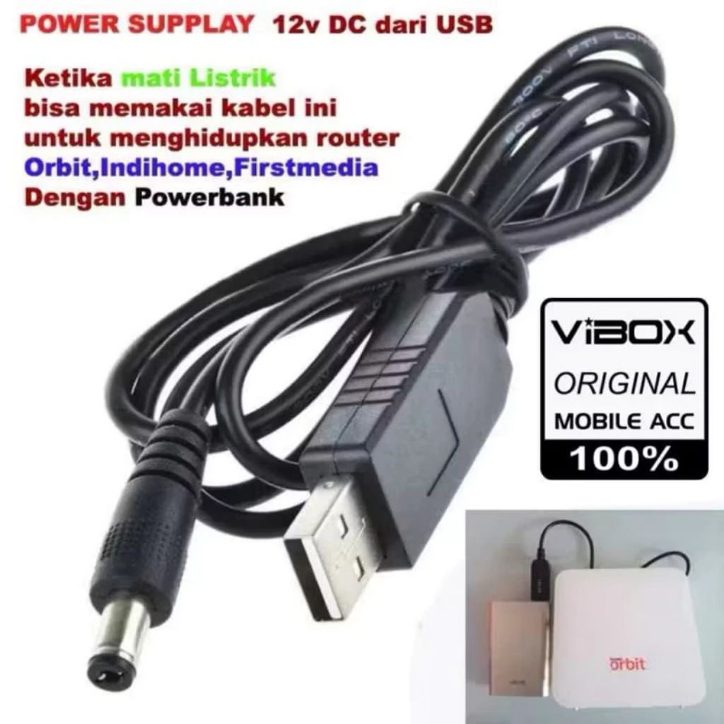 Jual Kabel Vibox Power USB DC 12V Modem Orbit Telkomsel / Kabel Wifi 5V ...