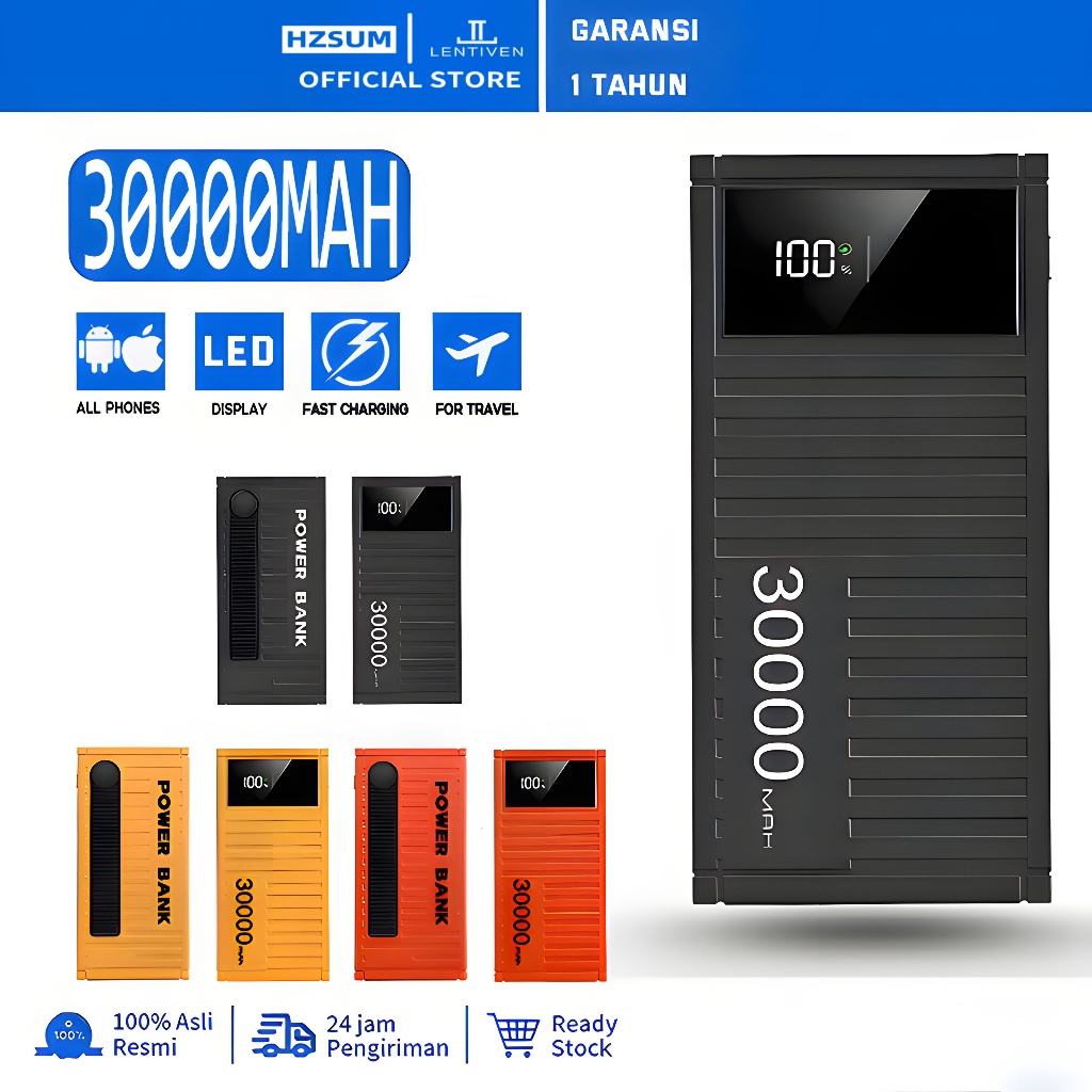 Jual HZSUM LENTIVEN POWERBANK 30000 MAH MINI FAST CHARGING 66W GARANSI ...