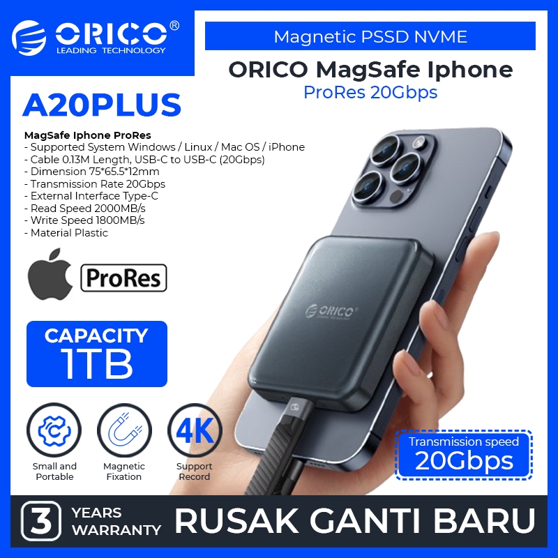 Jual ORICO MagSafe Iphone ProRes 20Gbps Magnetic PSSD NVME Direct ...