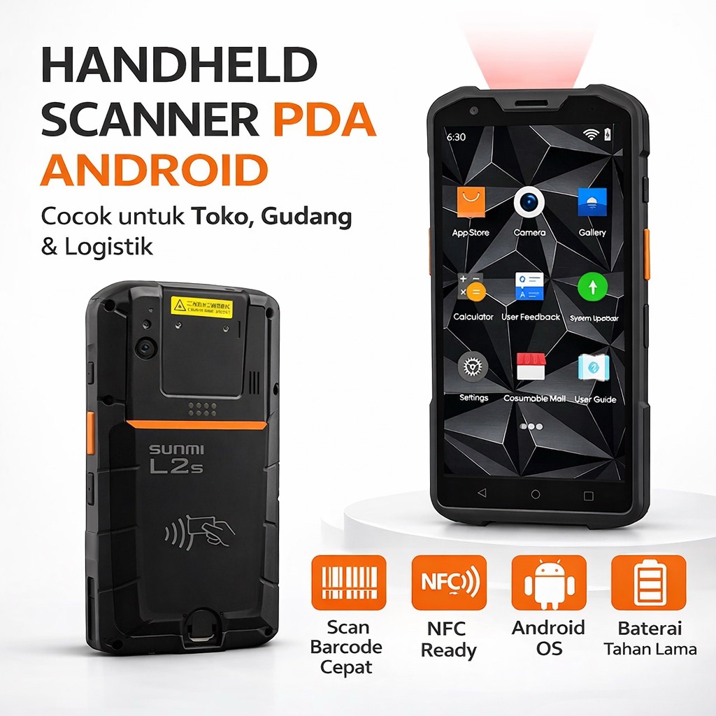 Jual Scanner Barcode PDA Android Handheld Terminal Snmi L2s ST NFC ram ...
