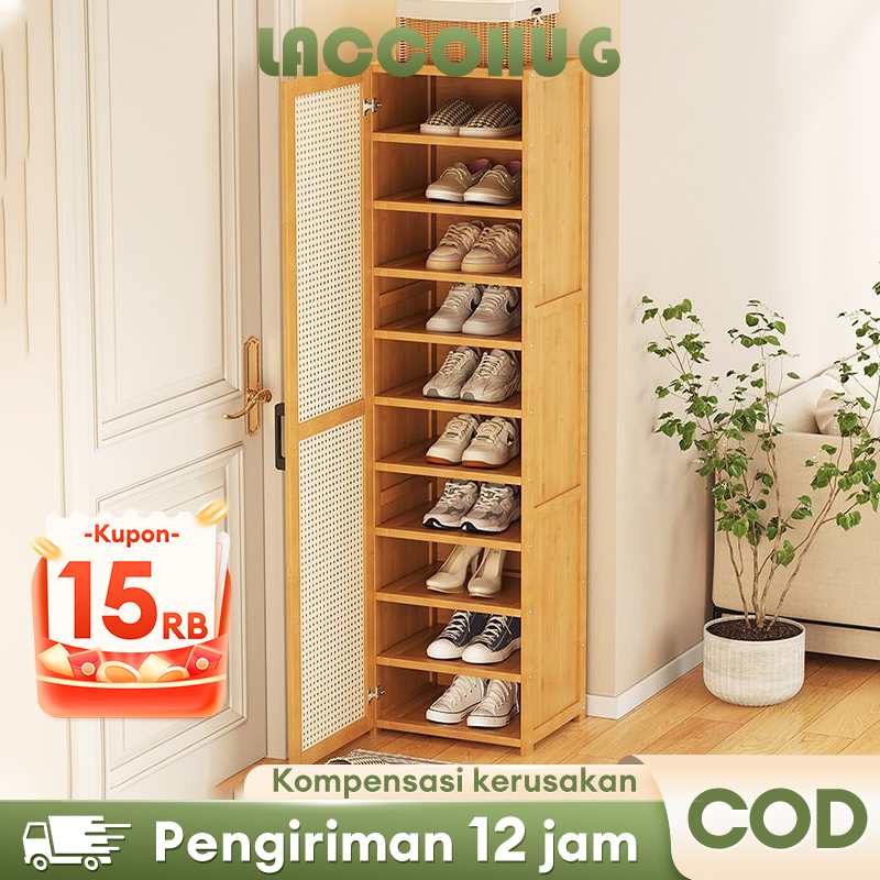 Jual Laccohug Lemari Sepatu Rotan Vertikal Lemari Sepatu Anti Debu ...