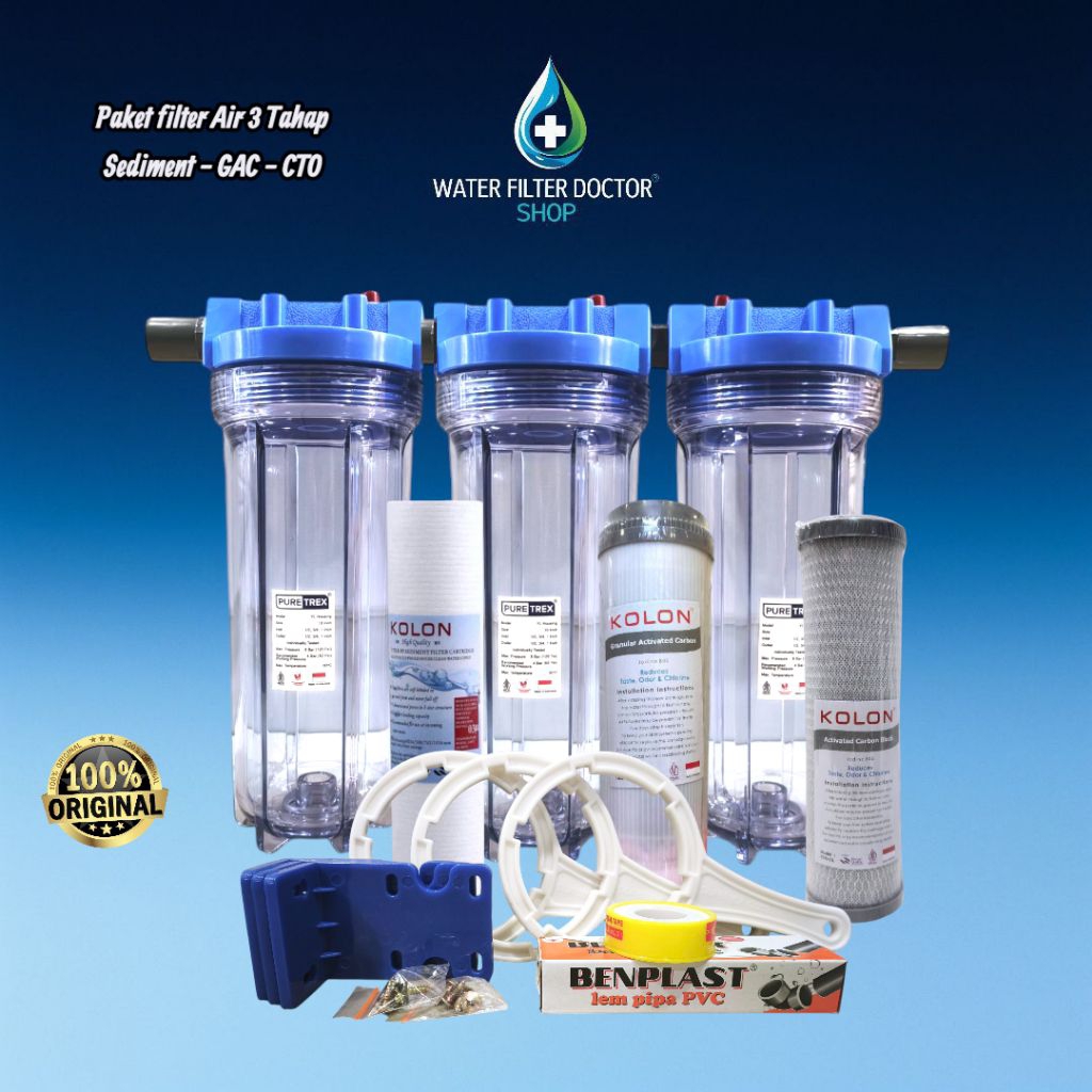 Jual PAKET FILTER AIR SUMUR ATAU PDAM 3 TAHAP / PAKET HOUSING FILTER ...