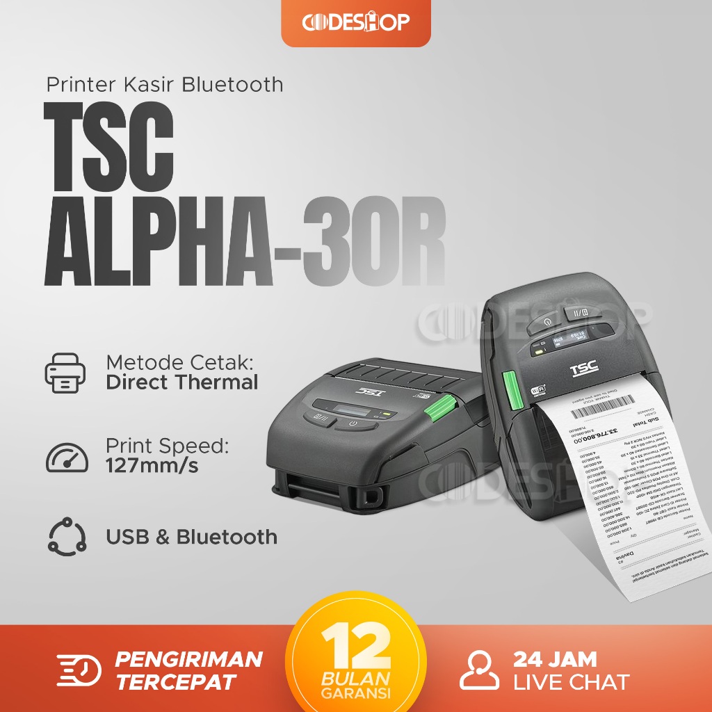 Jual Printer Thermal TSC Alpha 30R Mobile Portable Bluetooth Cetak ...