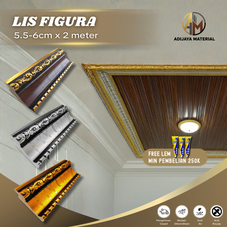 Jual Lis Pigura PVC 5,5-6 cm x 2Meter / List Figura Plavon - Frame ...