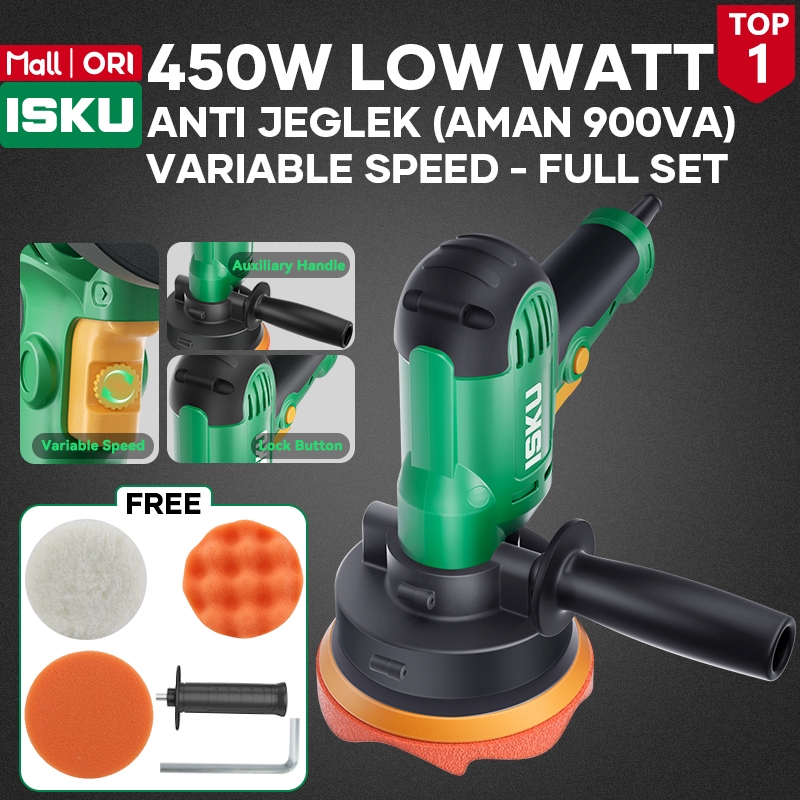 Jual ISKU Mesin Poles Mobil 450W Variable Speed Low Watt - Car Polisher ...