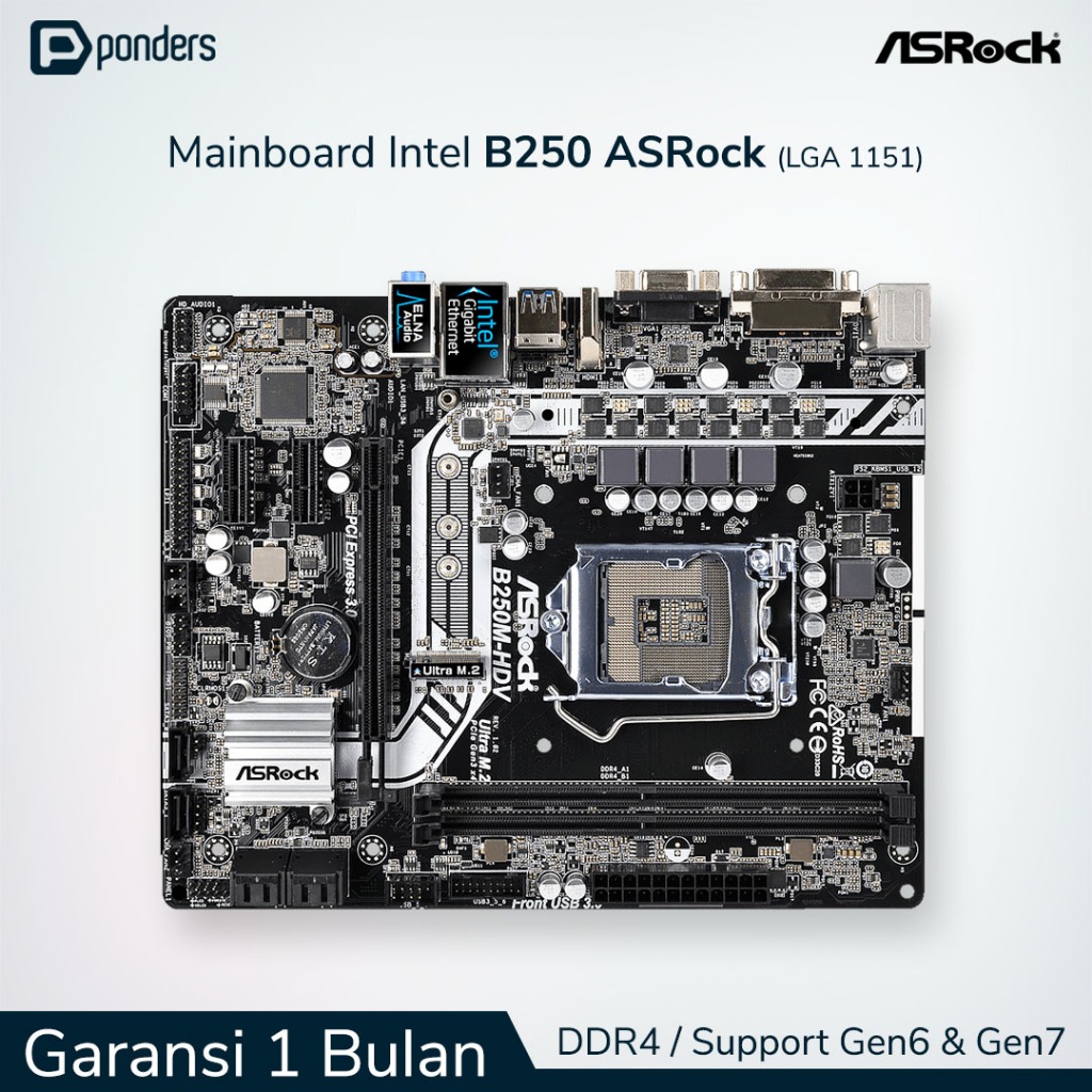 Jual Mainboard Intel ASRock B250 LGA 1151 DDR4 Support Gen6 & Gen7 ...