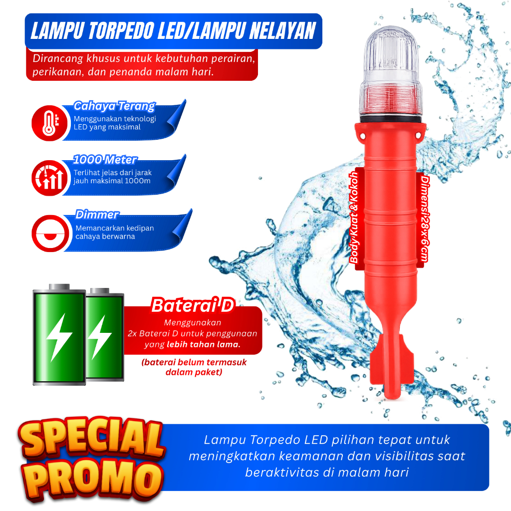Jual LAMPU NELAYAN LED SINYAL MODEL TORPEDO WARNA WING LOCK LAMPU LED ...