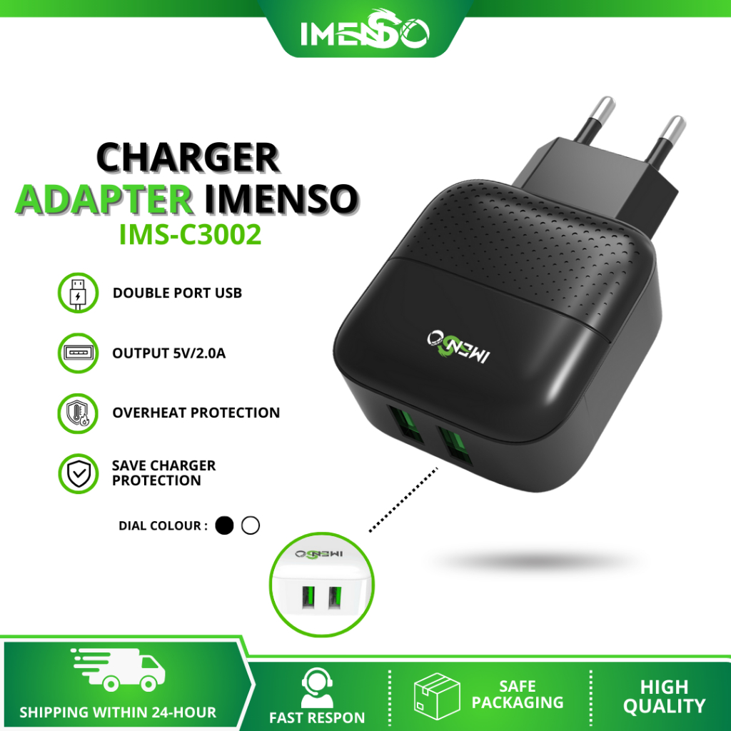 Jual IMENSO C3002 Kepala Charger 20 Watt | Android Iphone Dual USB ...