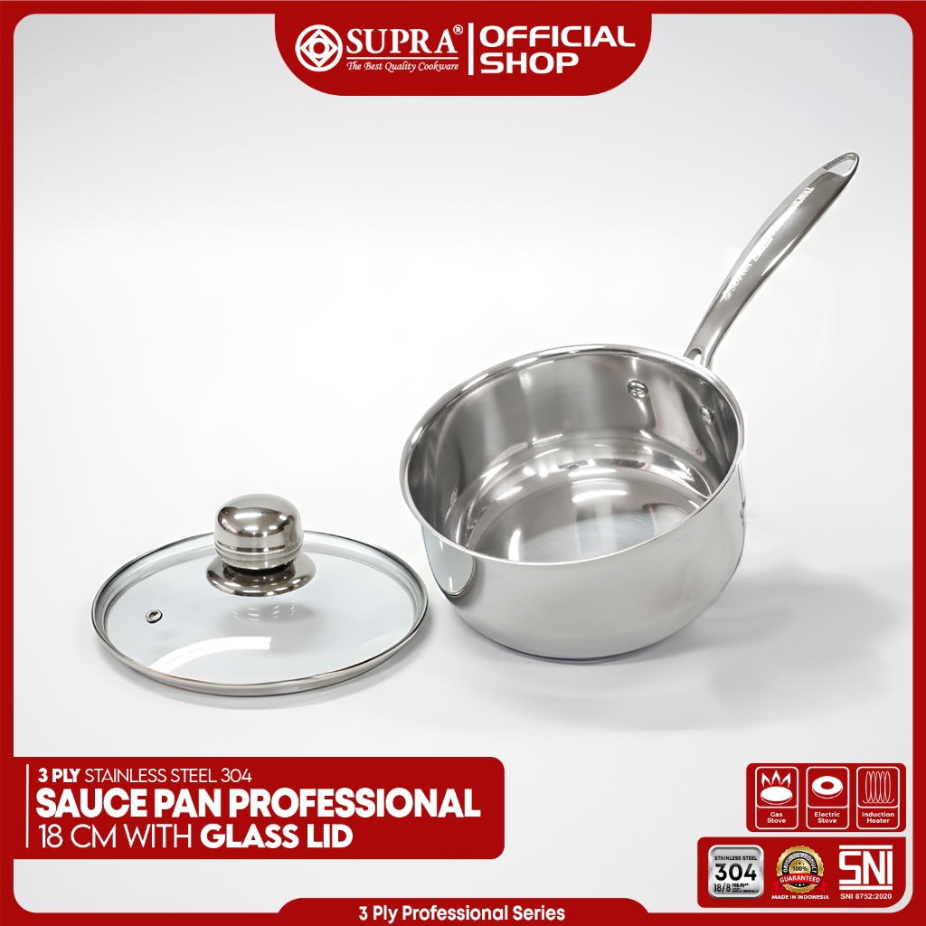 Jual SUPRA Panci 3 PLY Stainless Steel SUS 304 Sauce Pan 18 Cm ...