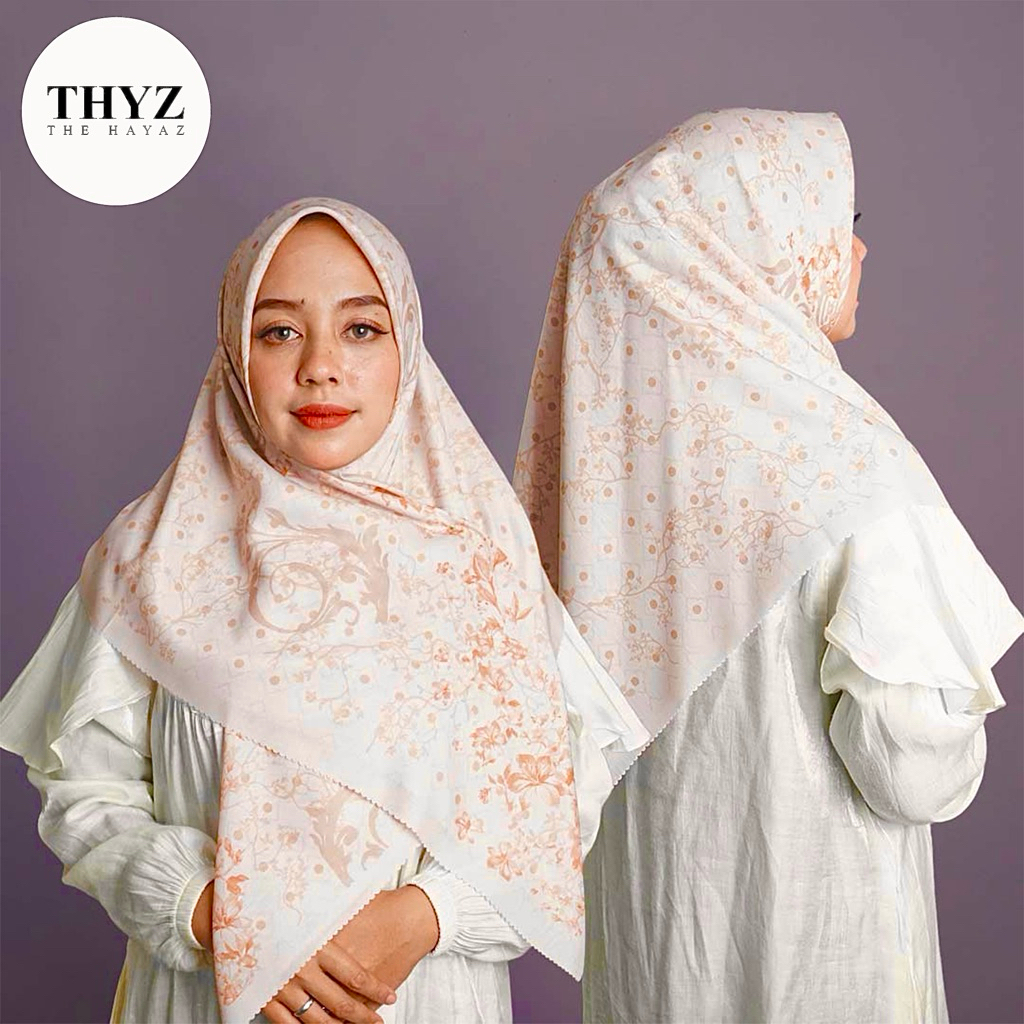 Jual TheHayaz Hijab Motif Eksklusif Bunga Sepatu dan Batik Warna Krem ...