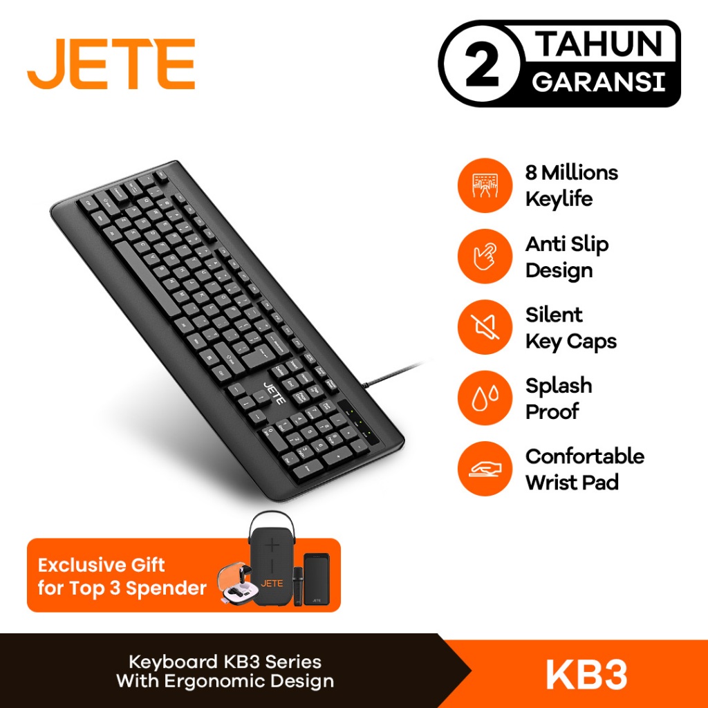Jual JETE KB3 Keyboard USB Laptop Komputer Silent Key Original Garansi ...