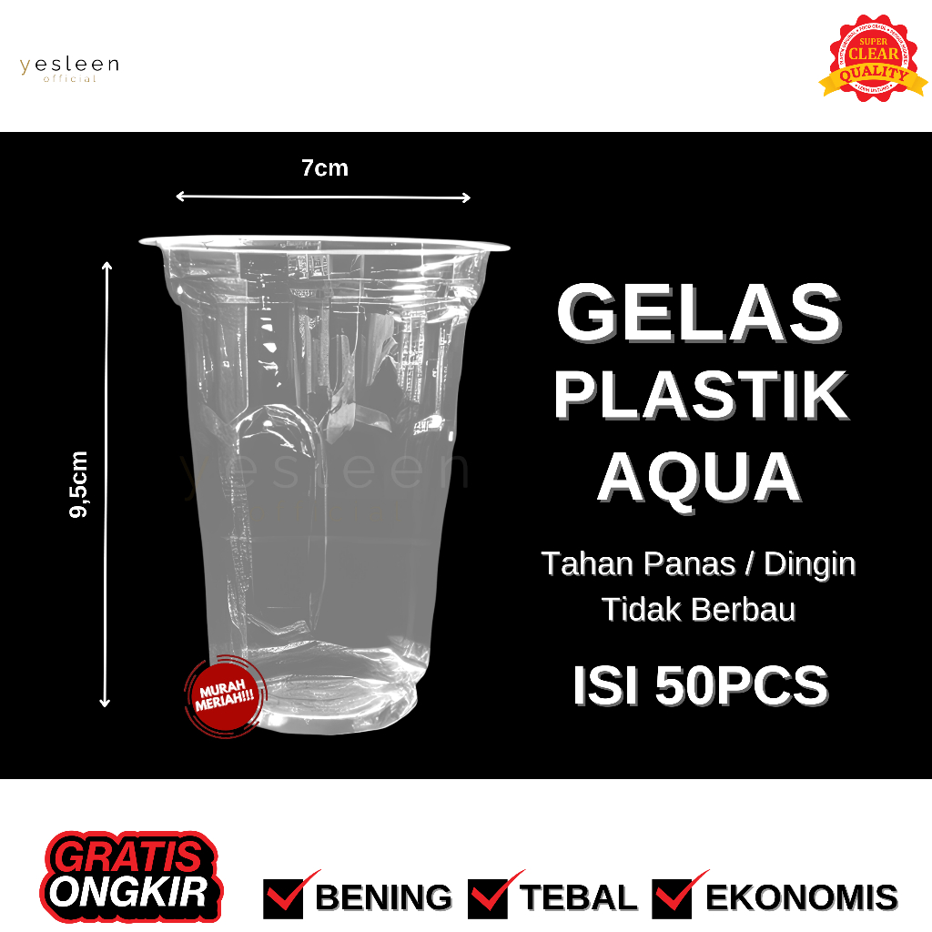 Jual [50 PCS] Gelas Plastik AQUA 1 Pack | Gelas Pelastik Kopi,Susu,Teh ...
