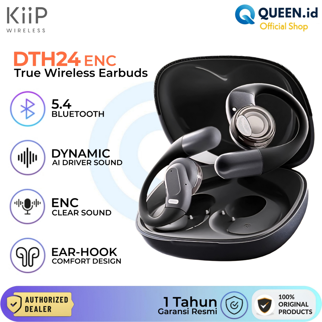 Jual KIIP DTH24 OWS Open Ear Hook Wearable Stereo Headset Bluetooth 5.4 ...