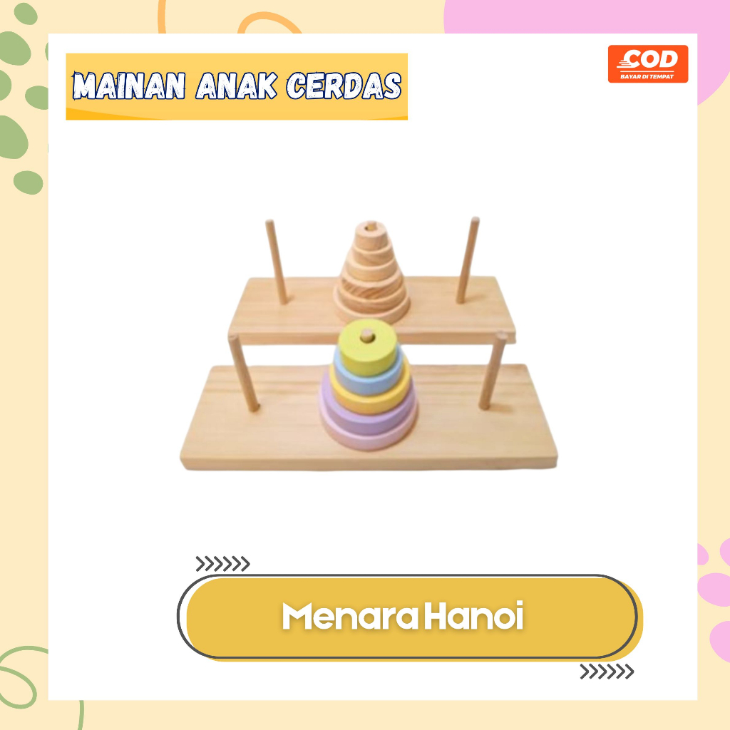 Jual MENARA HANOI - Menara Balok Susun Kayu | Shopee Indonesia