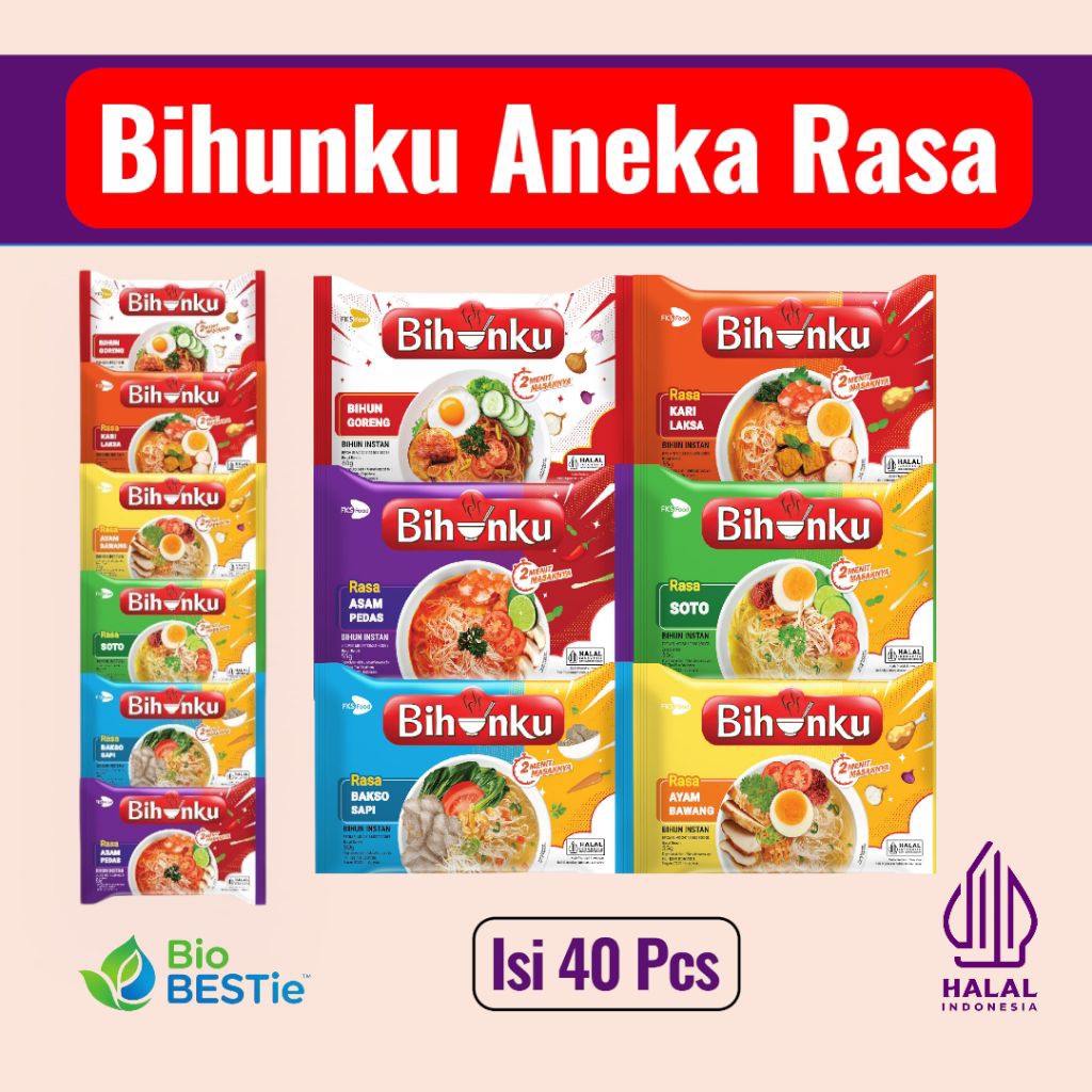 Jual Bihunku Bihun Instan Kuah & Goreng Mix Varian Rasa 1 Karton 40 pcs ...